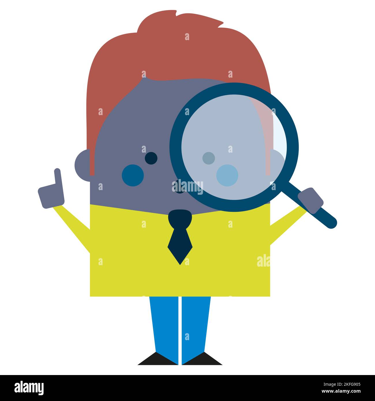 Illustration of an expert businessman holding a magnifying glass ...
