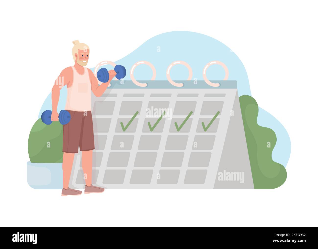 Regular exercising schedule 2D vector isolated illustration Stock ...