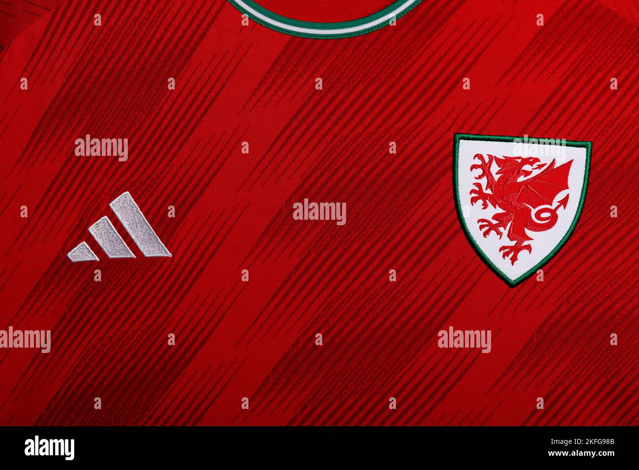 Close up of National Football team crest on home kit. FIFA World Cup ...
