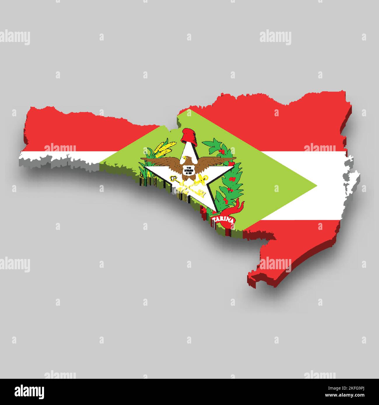 3d isometric Map of Santa Catarina is a state of Brazil with national ...