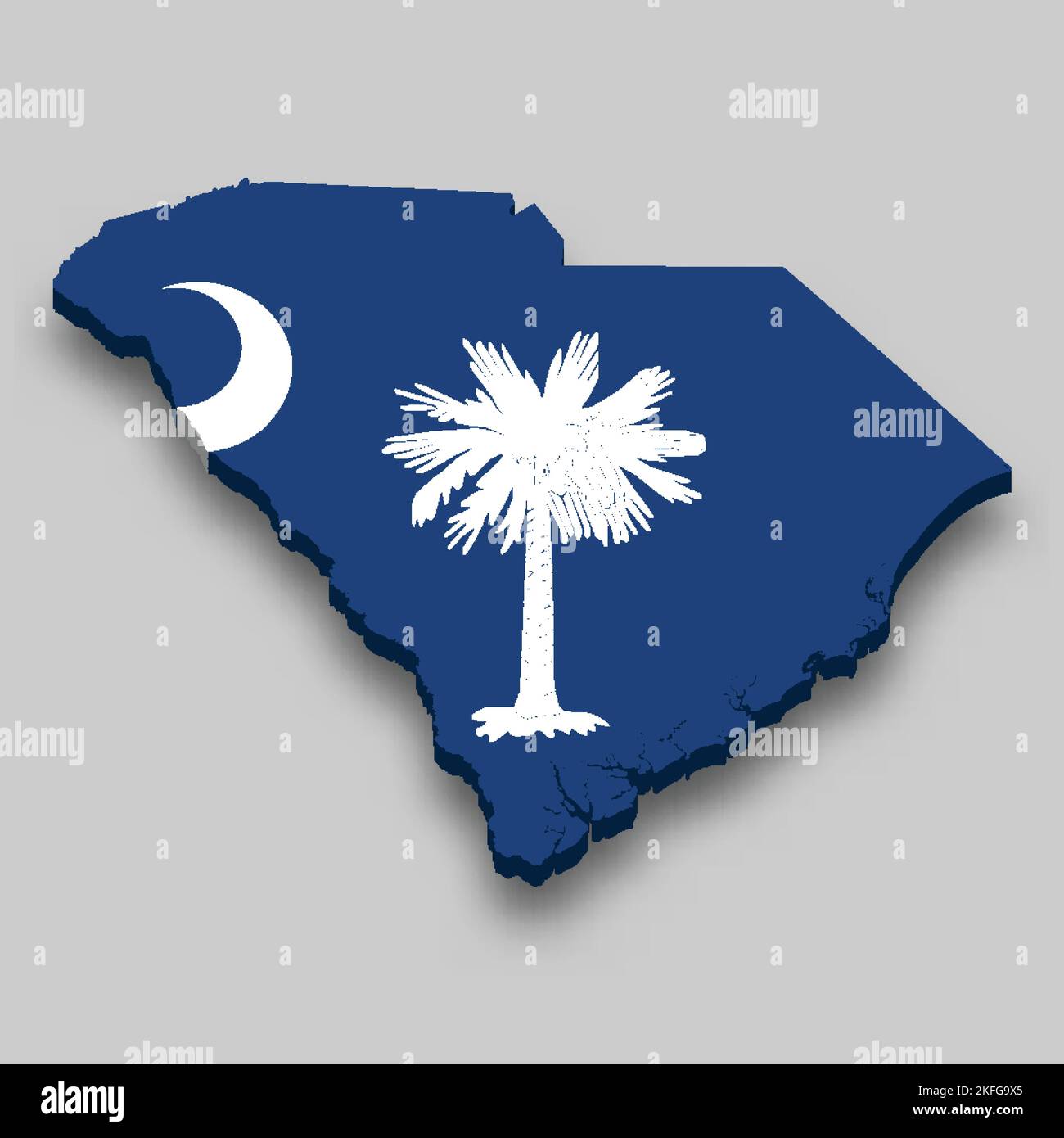 3d isometric Map of South Carolina is a state of United States with ...