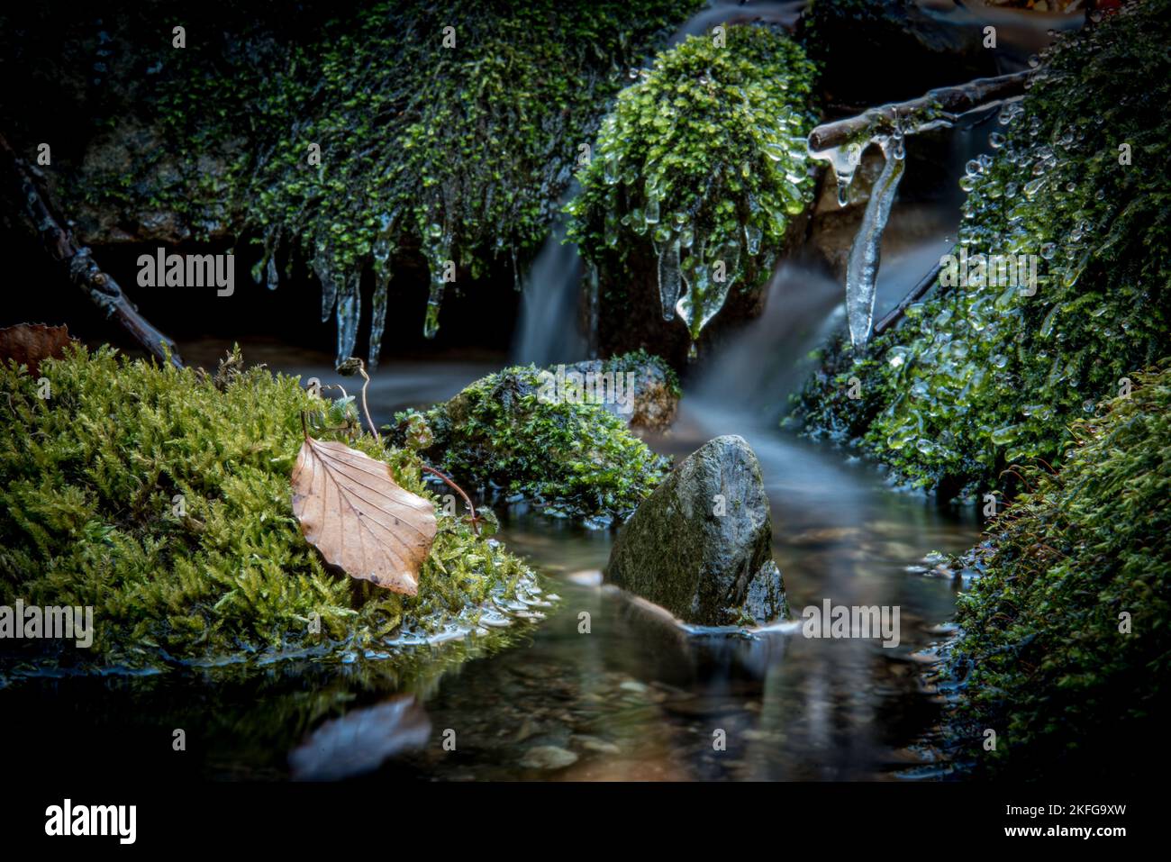 small water flow in winter Stock Photo - Alamy