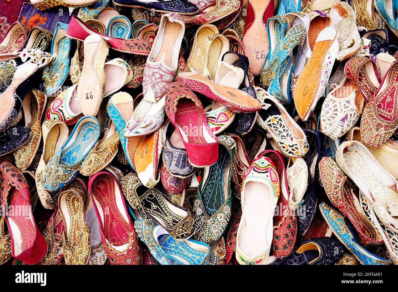 A lot of old turkish handmade women shoes Stock Photo - Alamy