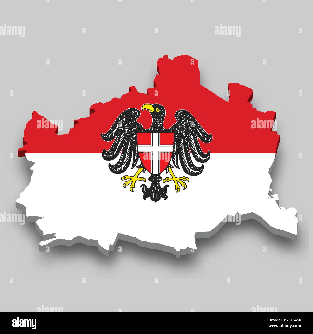 3d isometric Map of Vienna is a region of Austria with national flag ...