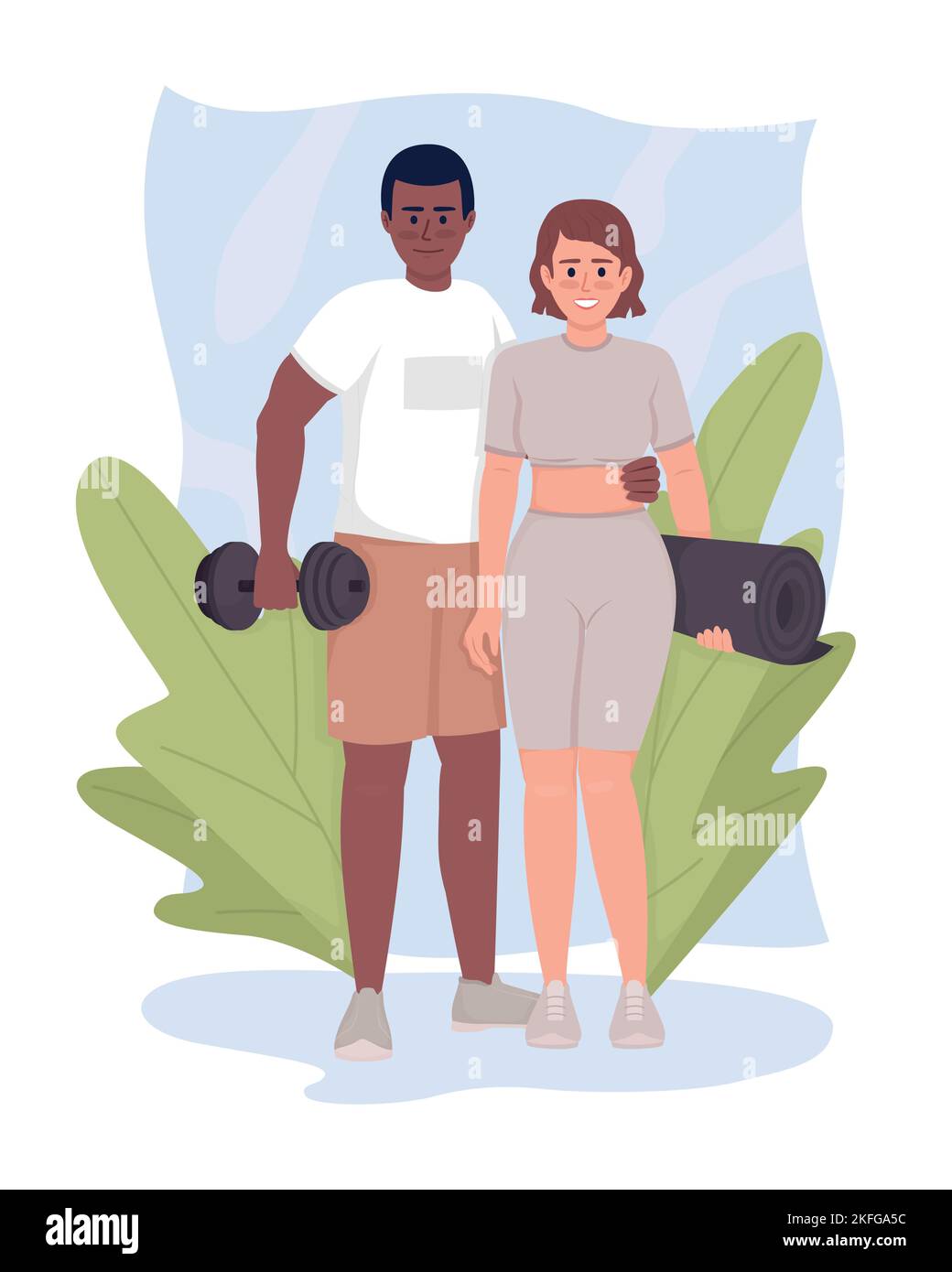 Couple in sports clothing 2D vector isolated illustration Stock Vector ...