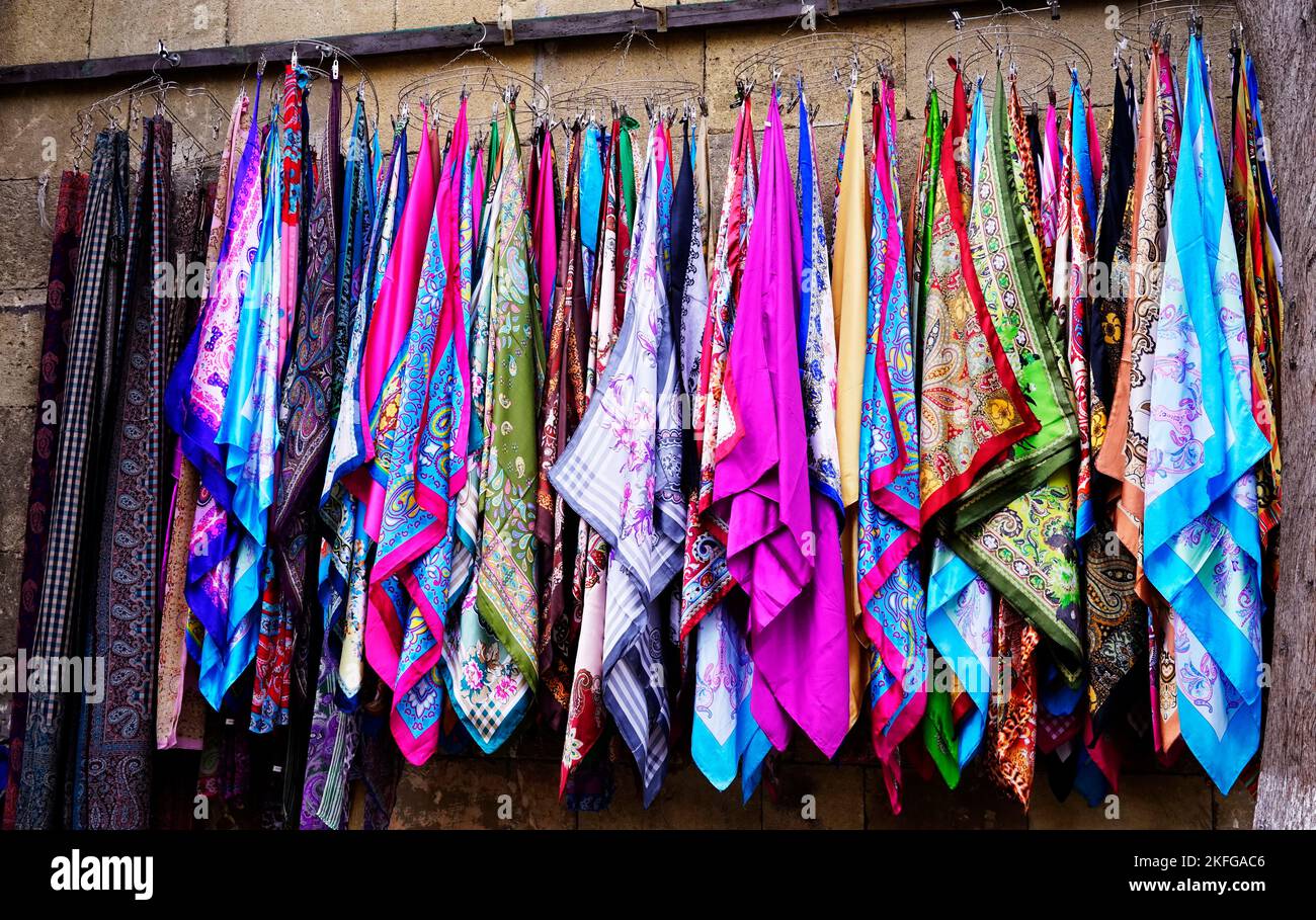 Eastern Turkish beautiful silk scarves handmade in fashion shop Stock ...