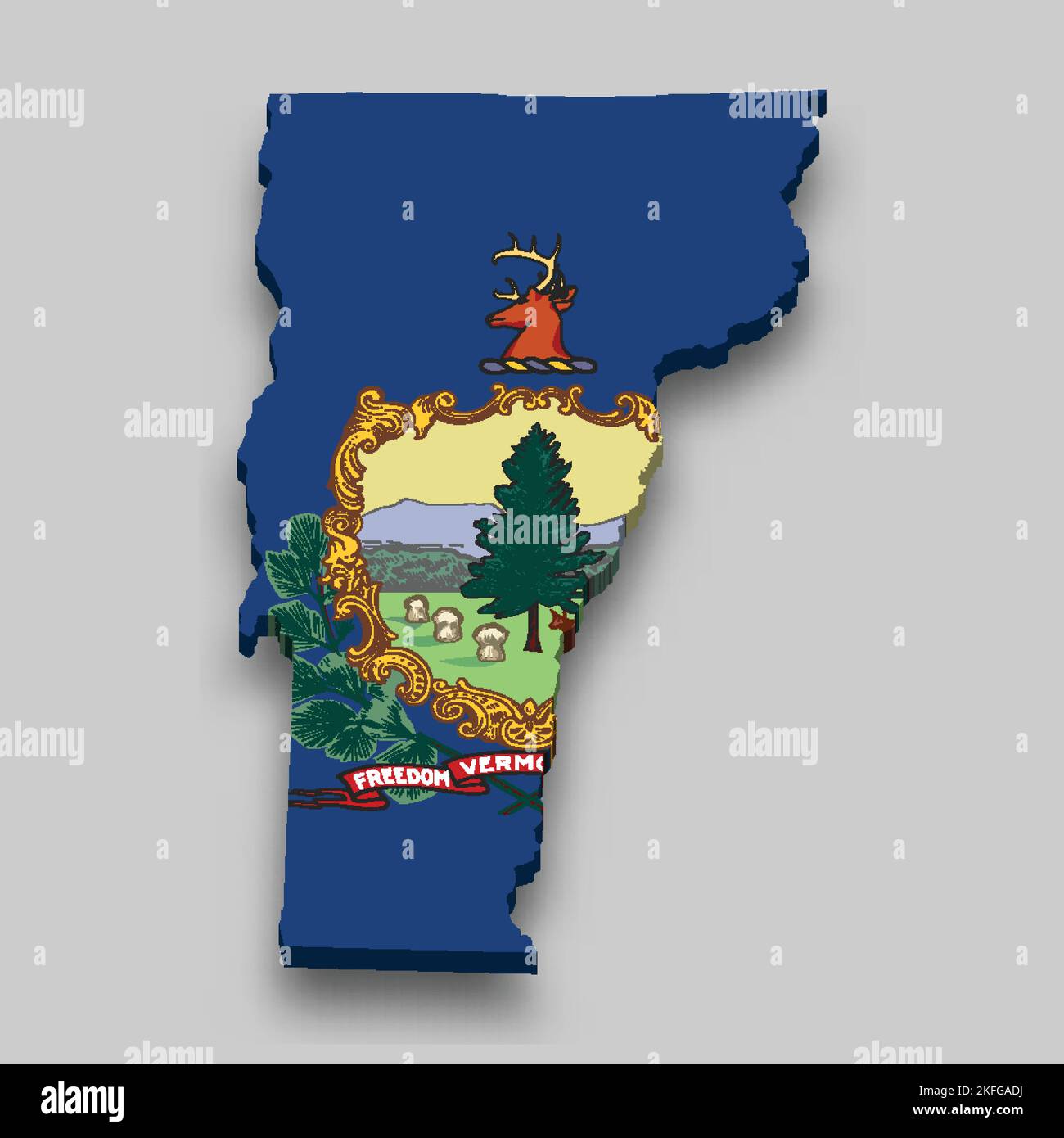 3d isometric Map of Vermont is a state of United States with national ...