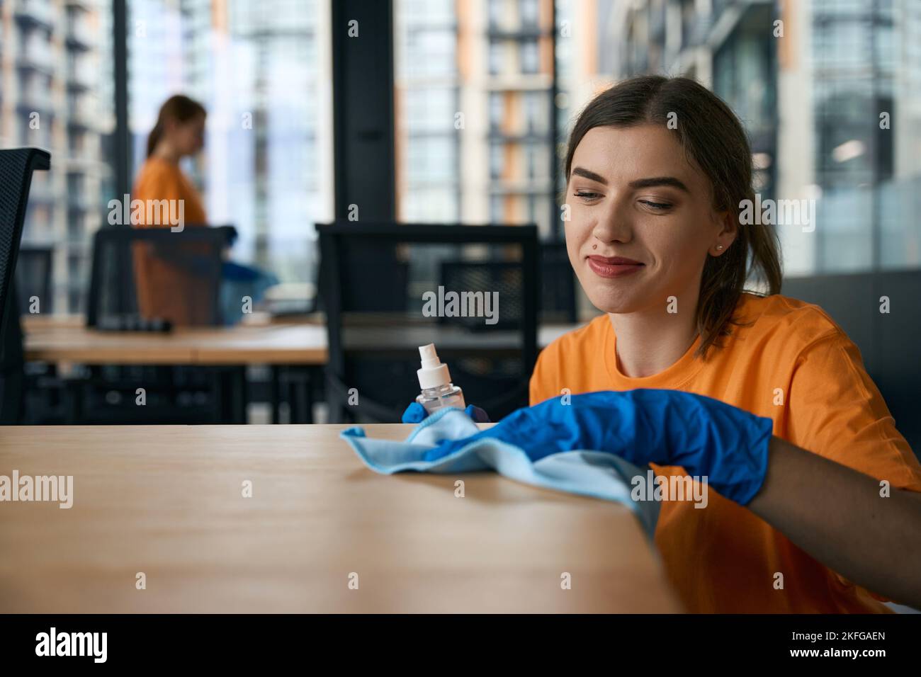 Two cleaning women disinfect hi-res stock photography and images - Alamy