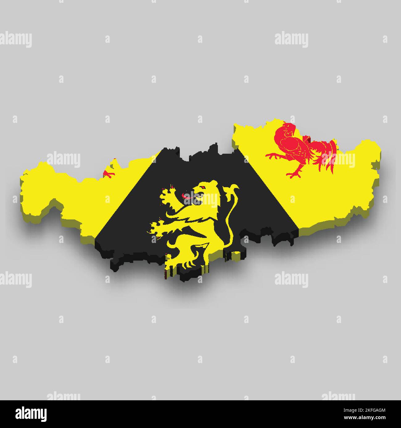 3d isometric Map of Walloon Brabant is a region of Belgium with ...