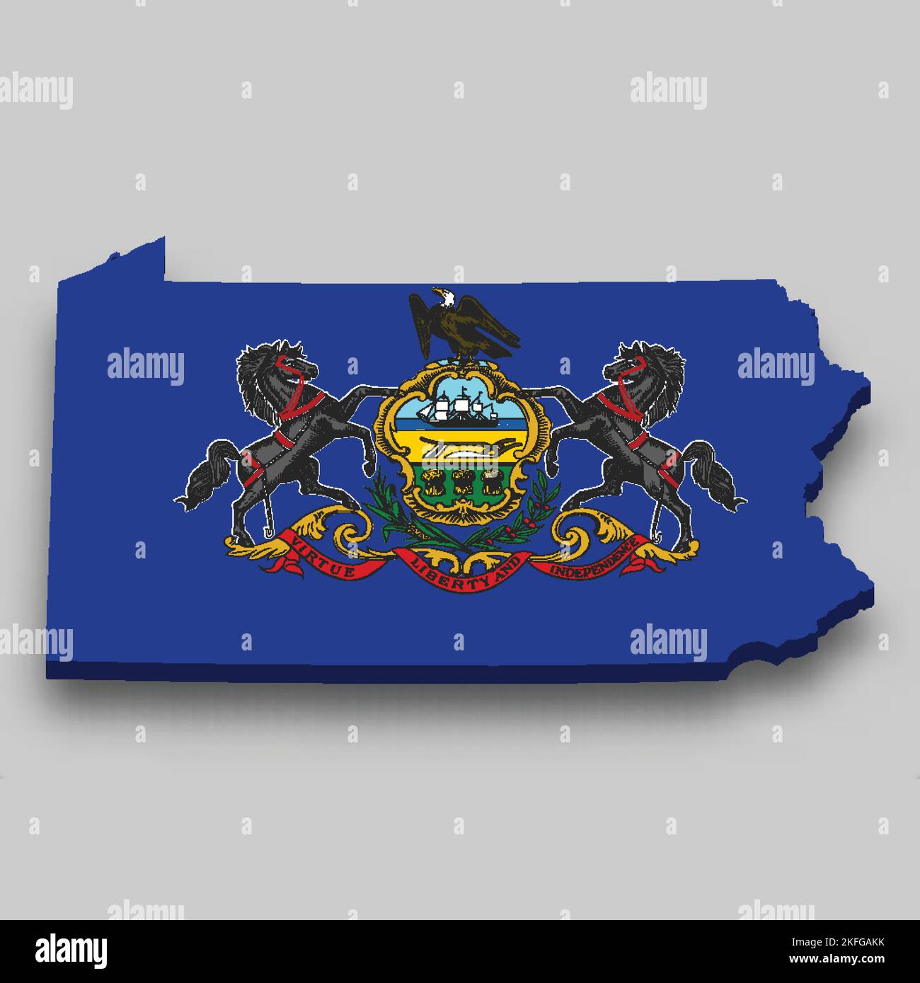 3d isometric Map of Pennsylvania is a state of United States with ...