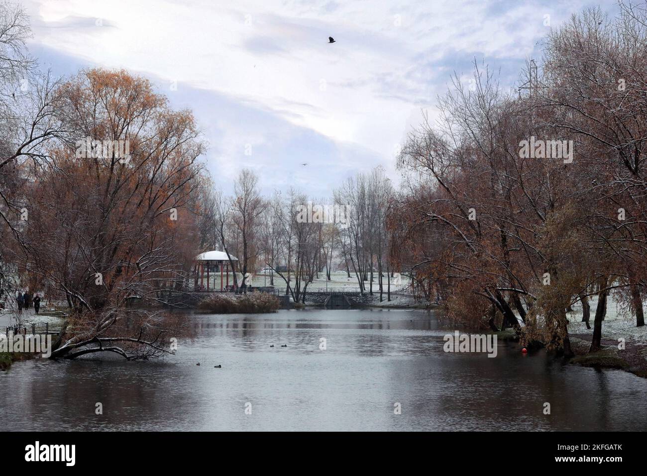 KYIV, UKRAINE - NOVEMBER 17, 2022 - A pond is pictured during the first ...