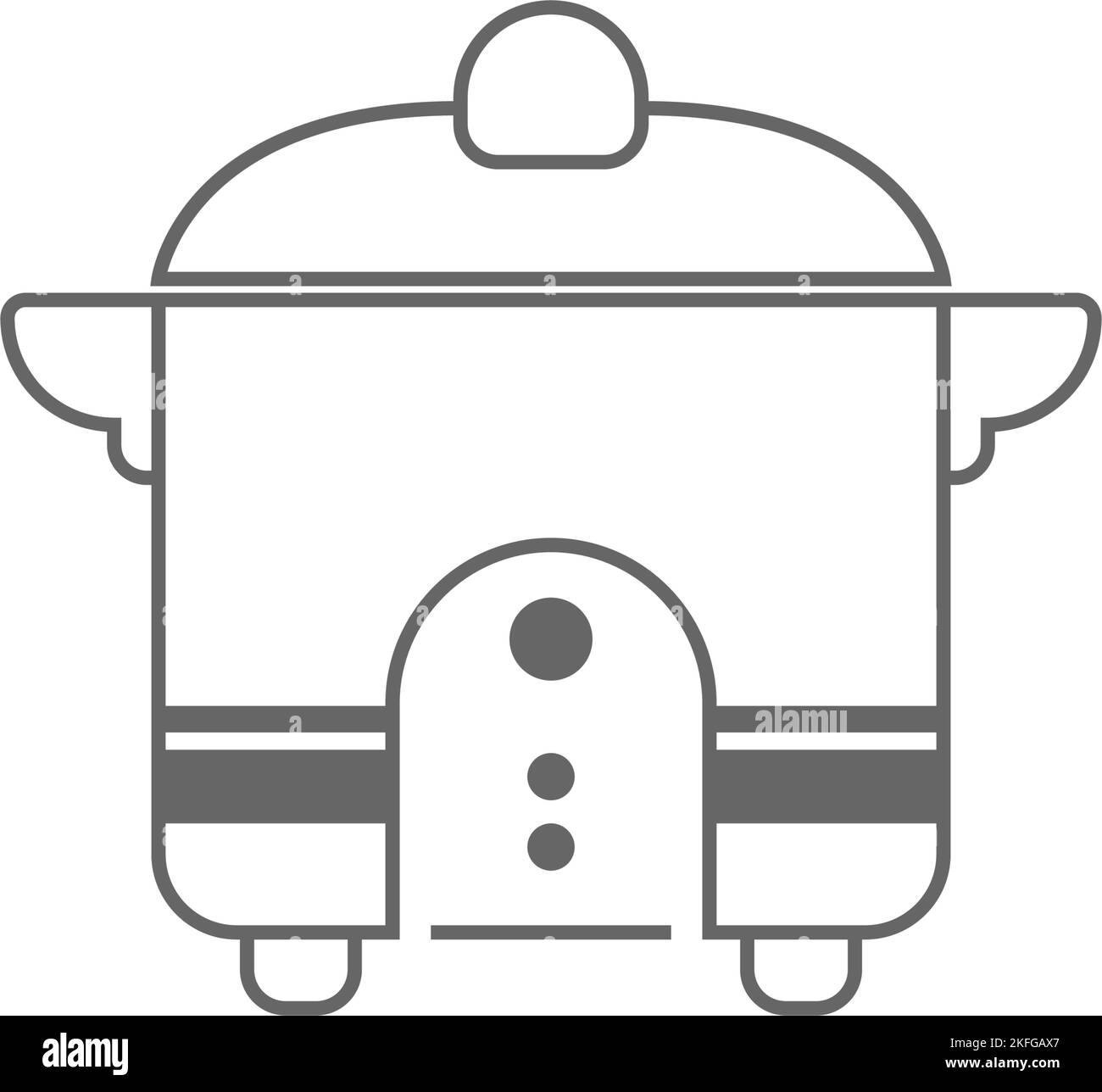 A black cooking pot outline icon isolated on a white background ...
