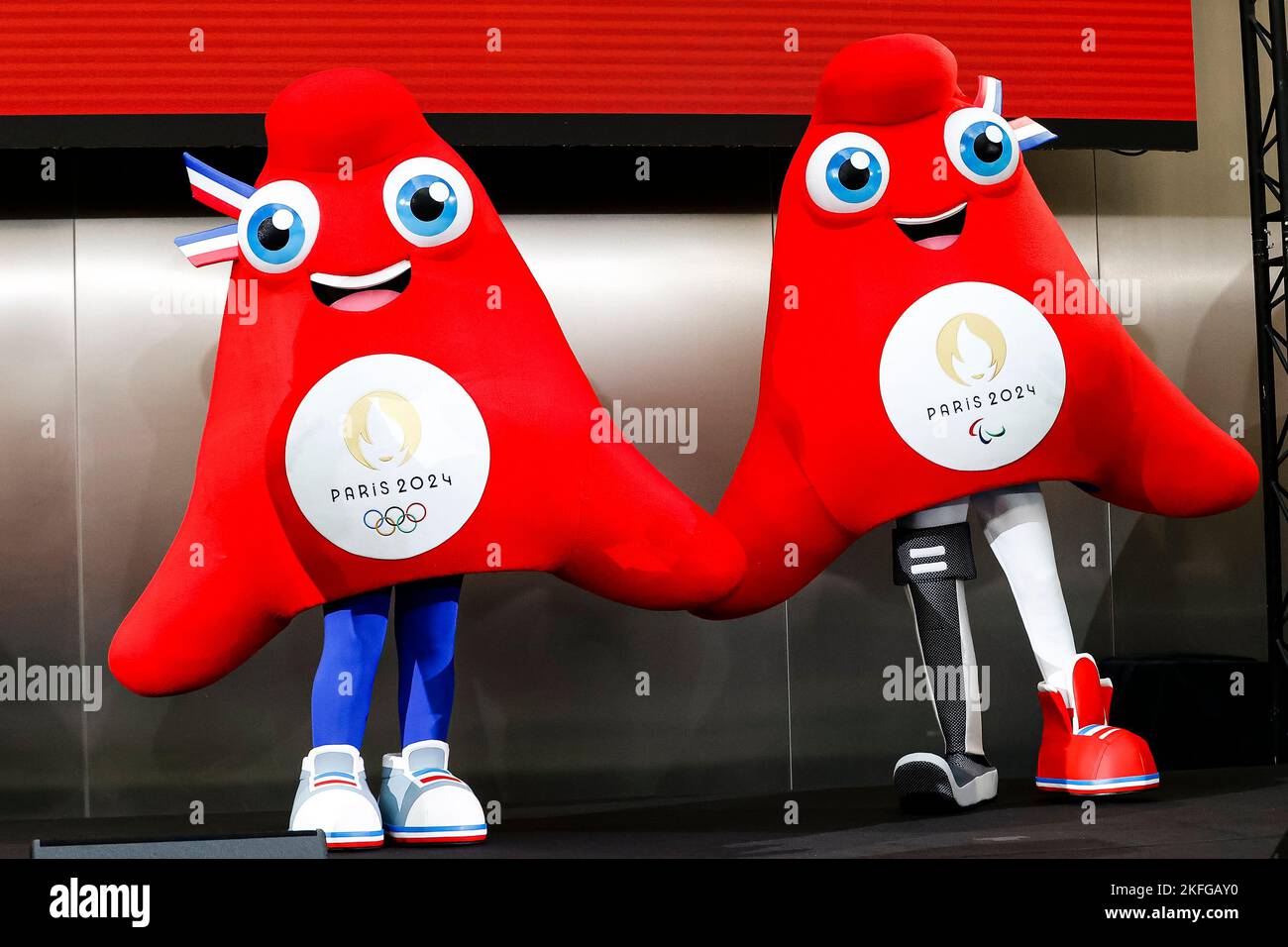 Paris, France - November 14: Paris 2024 Olympic and Paralympic mascots ...