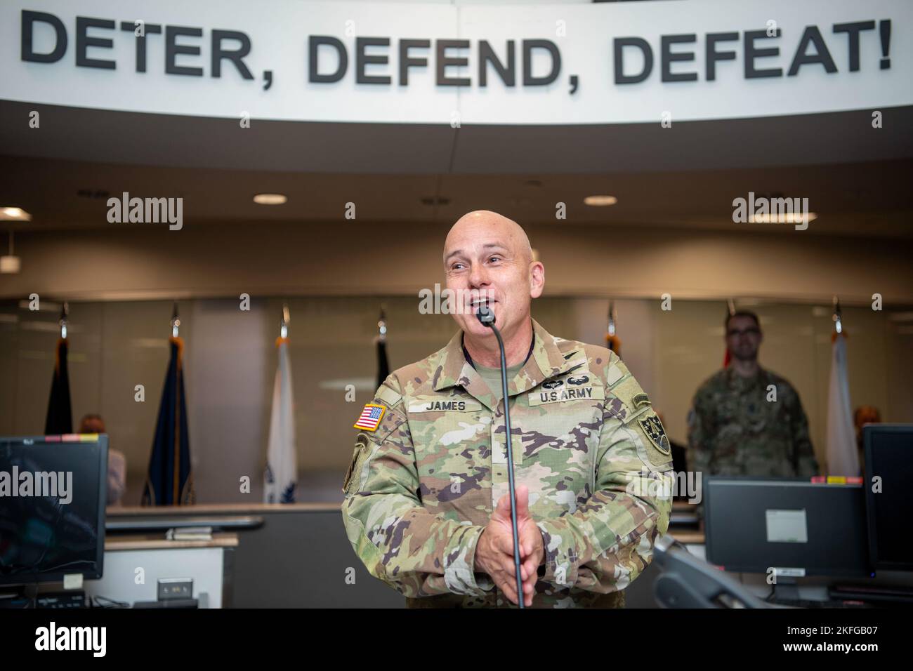U.S. Army Maj. Gen. Tom James, commander of the Joint Task Force-Space ...