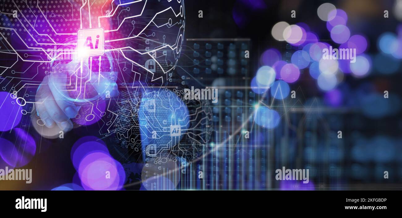 Artificial Intelligence (AI),machine learning with data mining technology on virtual dachboard ...