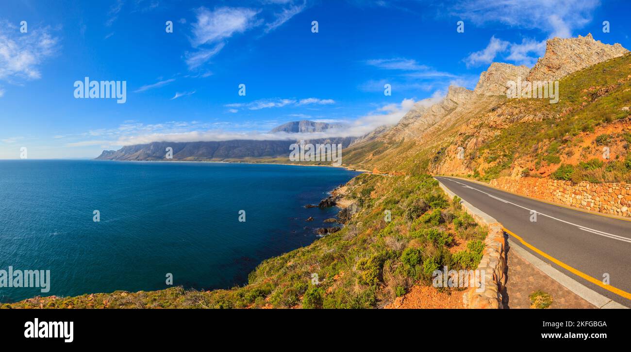 Panoramic view of the coastal road from the Cape of Good Hope towards ...