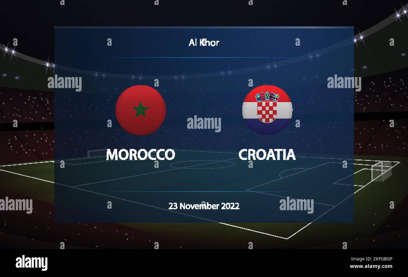 Morocco vs Croatia. Football scoreboard broadcast graphic soccer ...