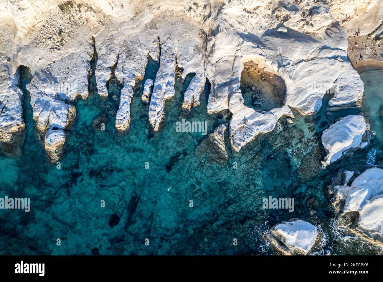White rocks and sea caves coastal panorama view from above, near Paphos ...