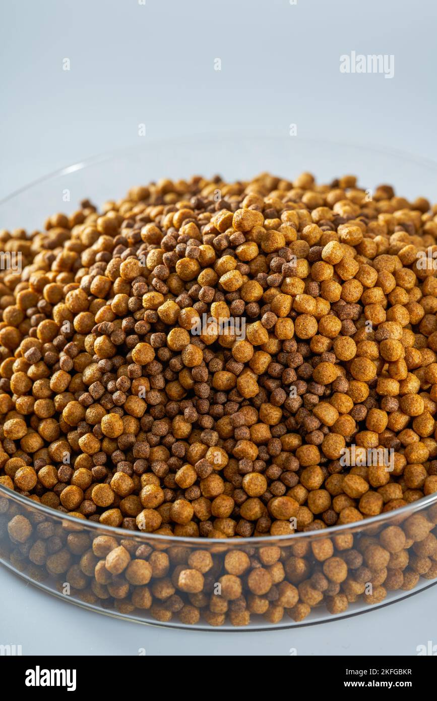 Closeup of a pile of fresh fish feed pellets Stock Photo - Alamy