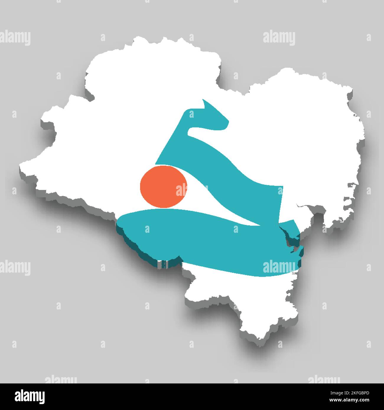 3d isometric Map of Ulsan is a region of South Korea with national flag ...