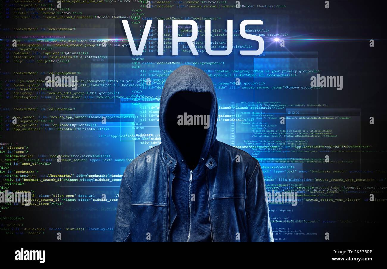 Faceless hacker on code background Stock Photo - Alamy