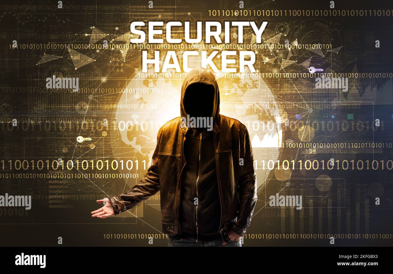 Faceless hacker at work, security concept Stock Photo - Alamy
