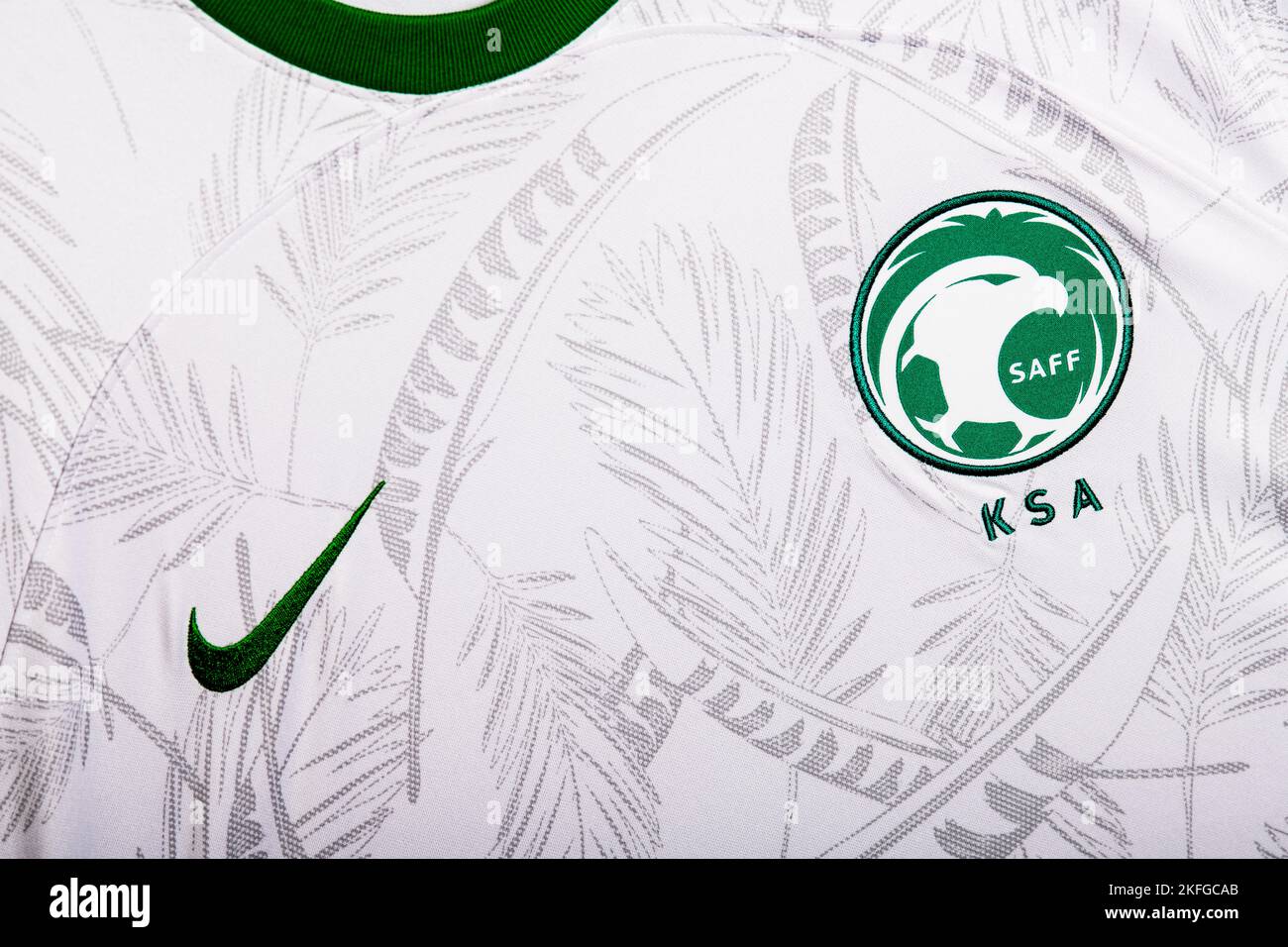 Close up of National Football team crest on home kit. FIFA World Cup ...