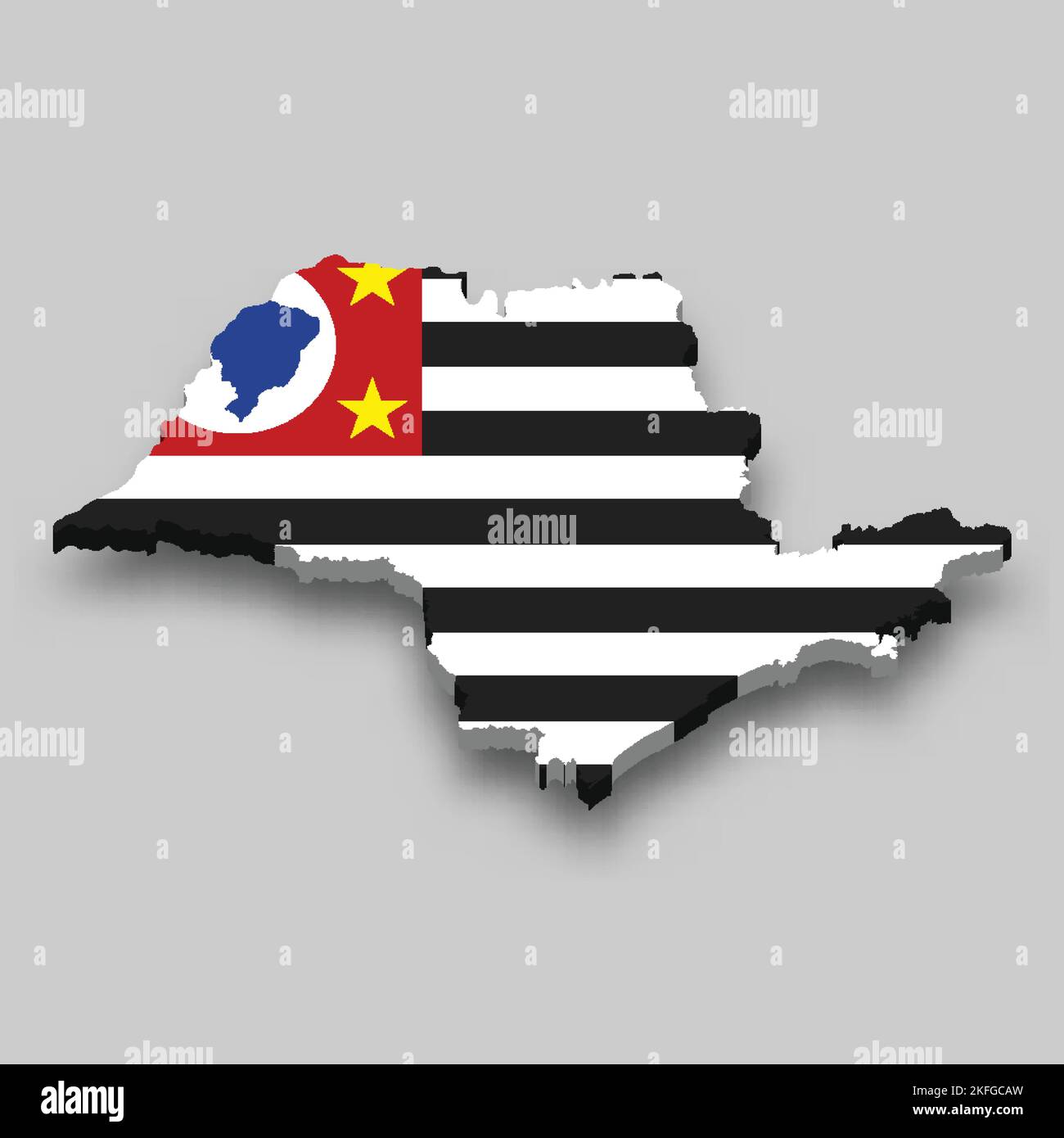 3d isometric Map of Sao Paulo is a state of Brazil with national flag ...