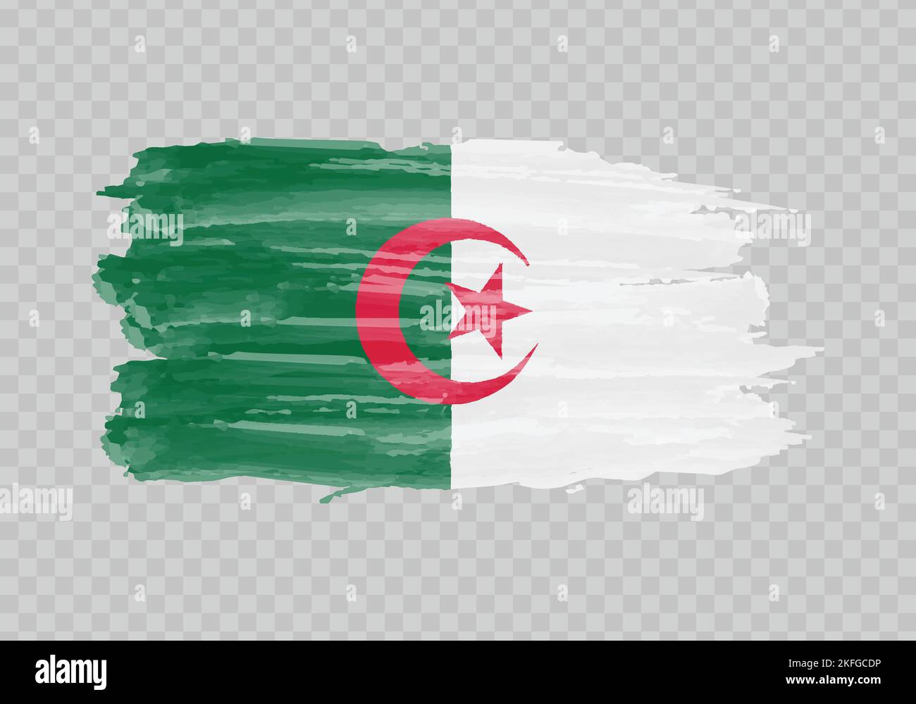 Watercolor painting flag of Algeria. Hand drawing brush stroke Stock ...