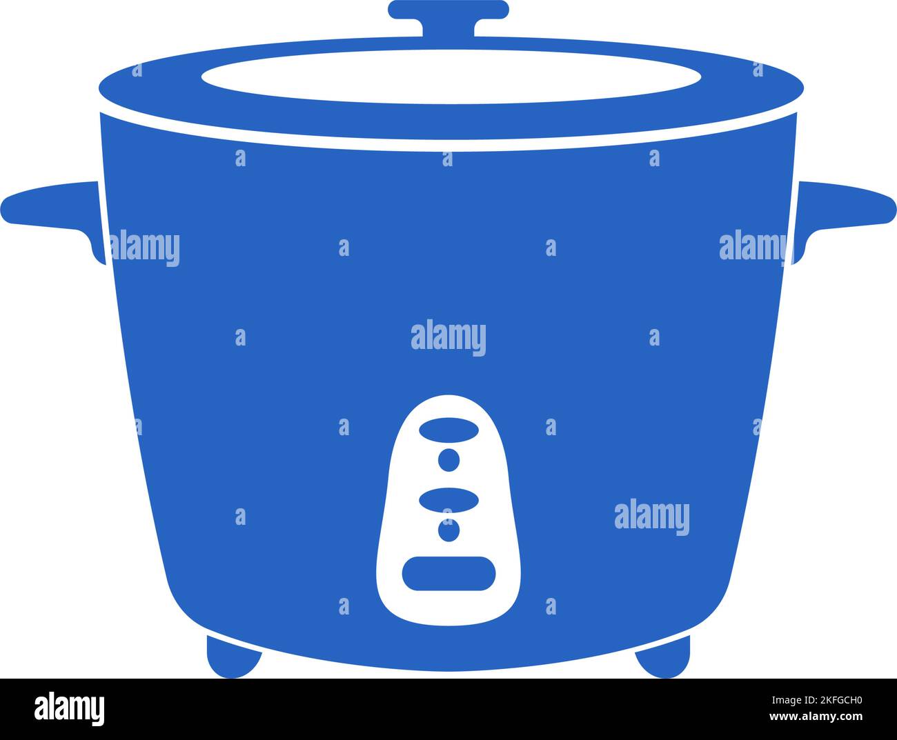 A blue cooking pot icon isolated on a white background - concept of ...