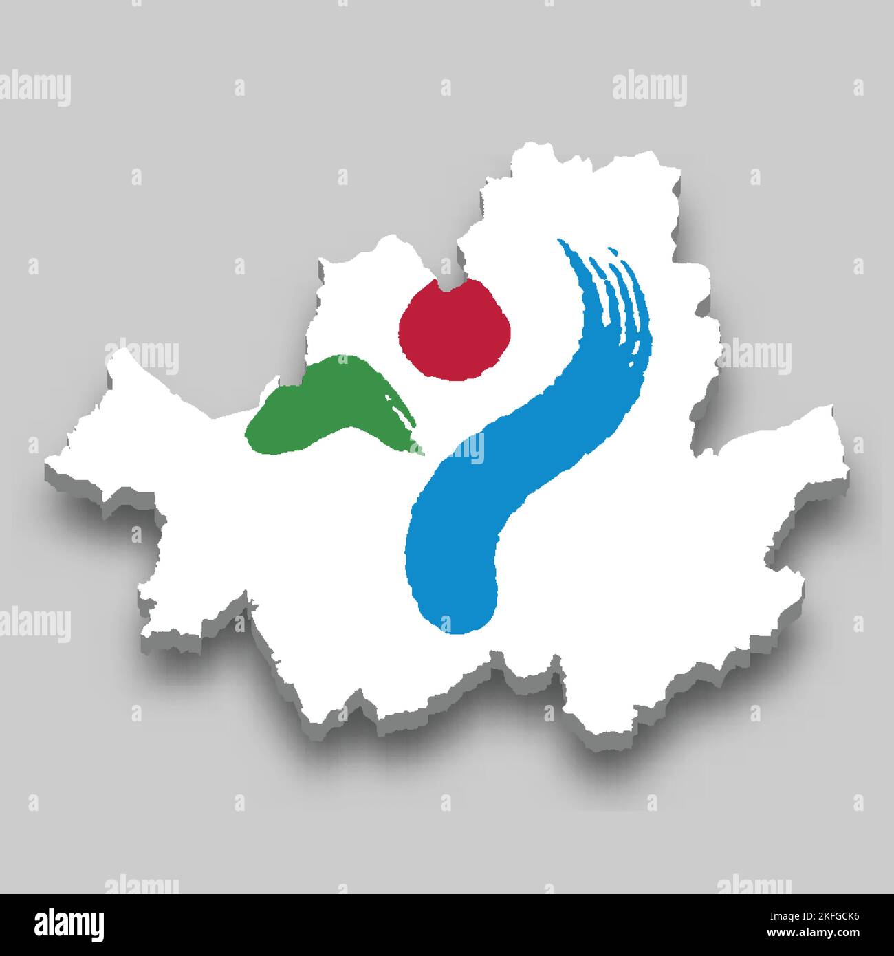 3d isometric Map of Seoul is a region of South Korea with national flag ...