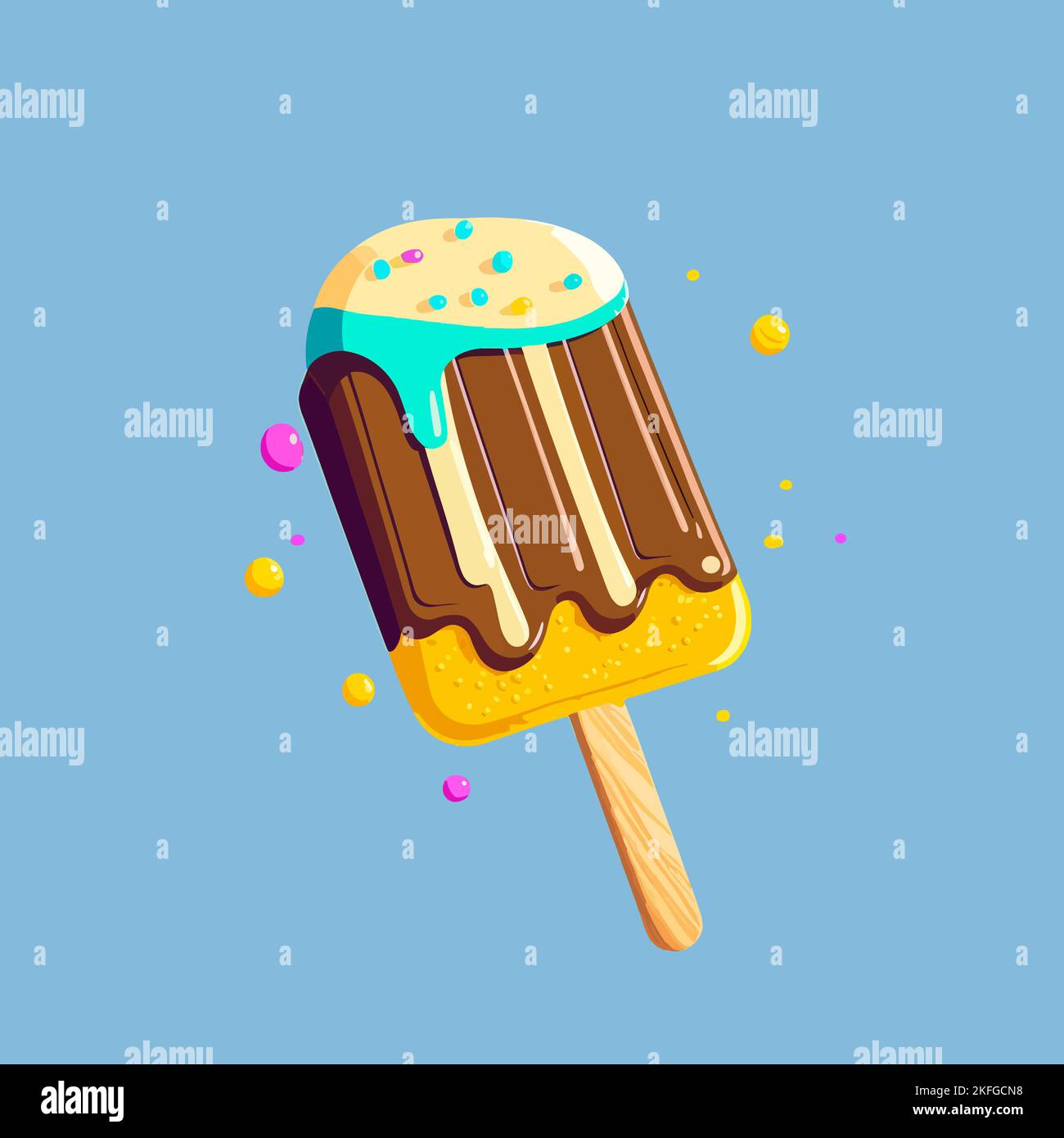 A vector illustration of an ice-cream against the blue background Stock ...
