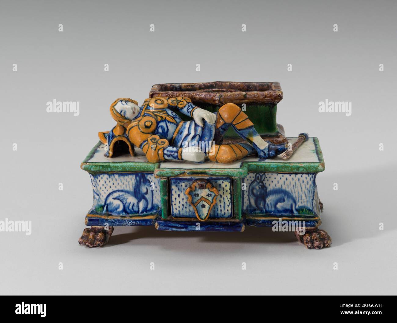 Inkstand with sleeping knight, late 15th/early 16th century Stock Photo ...