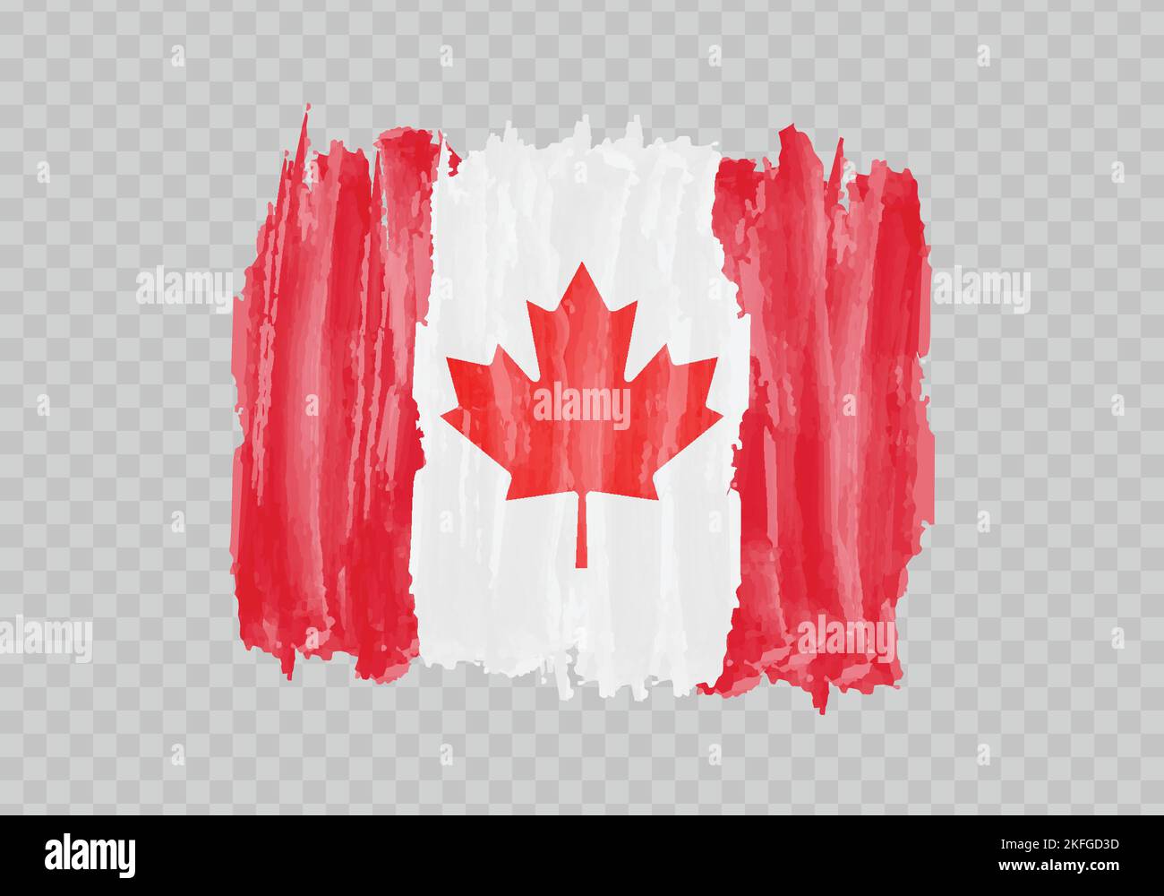 Watercolor painting flag of Canada. Hand drawing brush stroke Stock ...