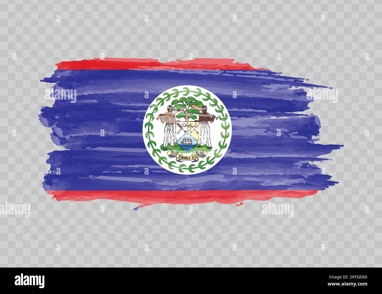 Watercolor painting flag of Belize. Hand drawing brush stroke Stock ...