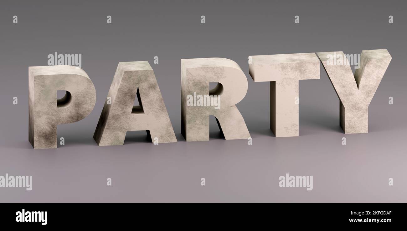 Soft pastel party mood sign Party On grey Background. Modern Minimal ...