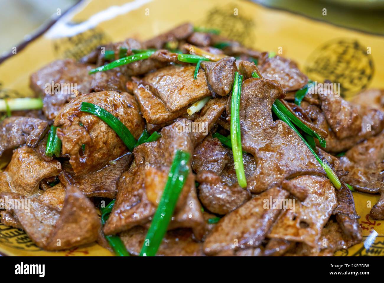 A delicious Chinese dish, stir-fried pork liver Stock Photo - Alamy