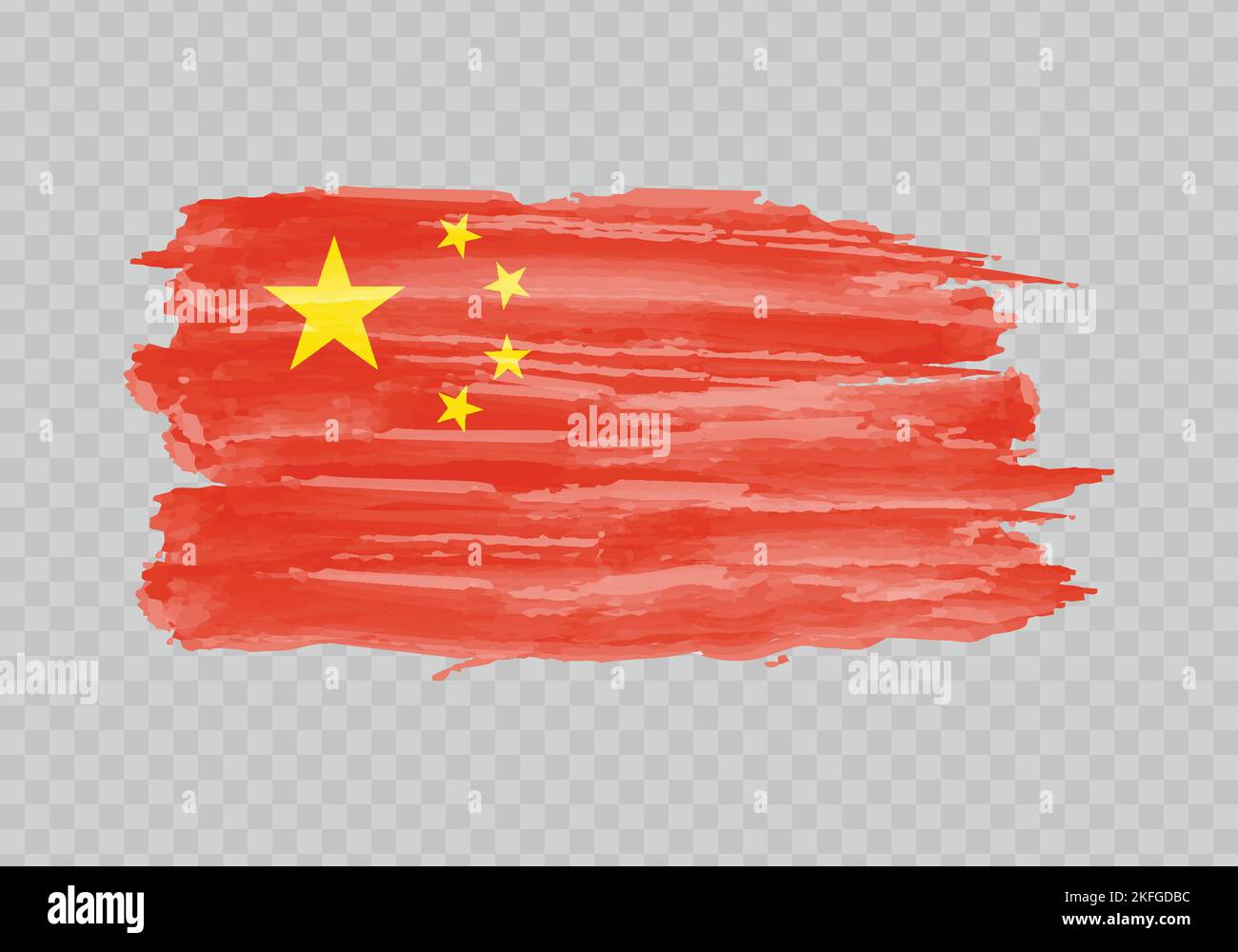 Watercolor painting flag of China. Hand drawing brush stroke Stock ...