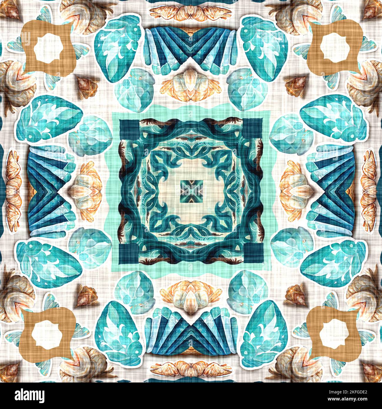 Teal beach house coastal style patchwork pattern tile. Modern nantucket ...