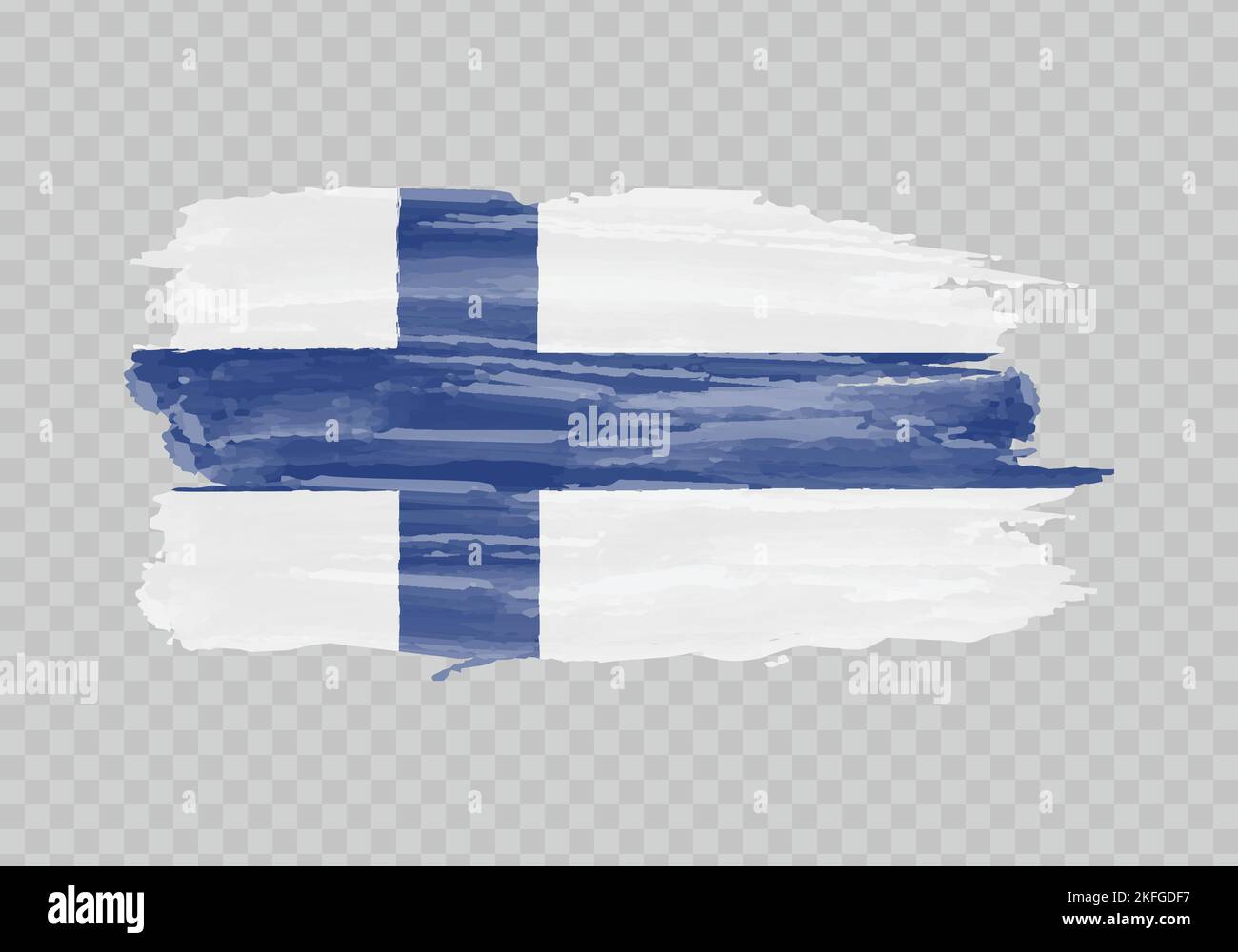 Watercolor painting flag of Finland. Hand drawing brush stroke Stock ...
