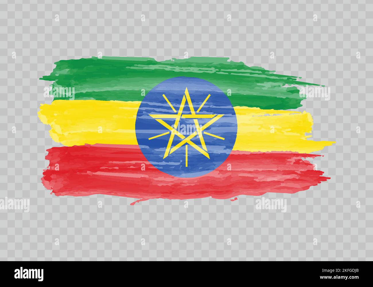 Watercolor painting flag of Ethiopia. Hand drawing brush stroke Stock Vector Image & Art - Alamy