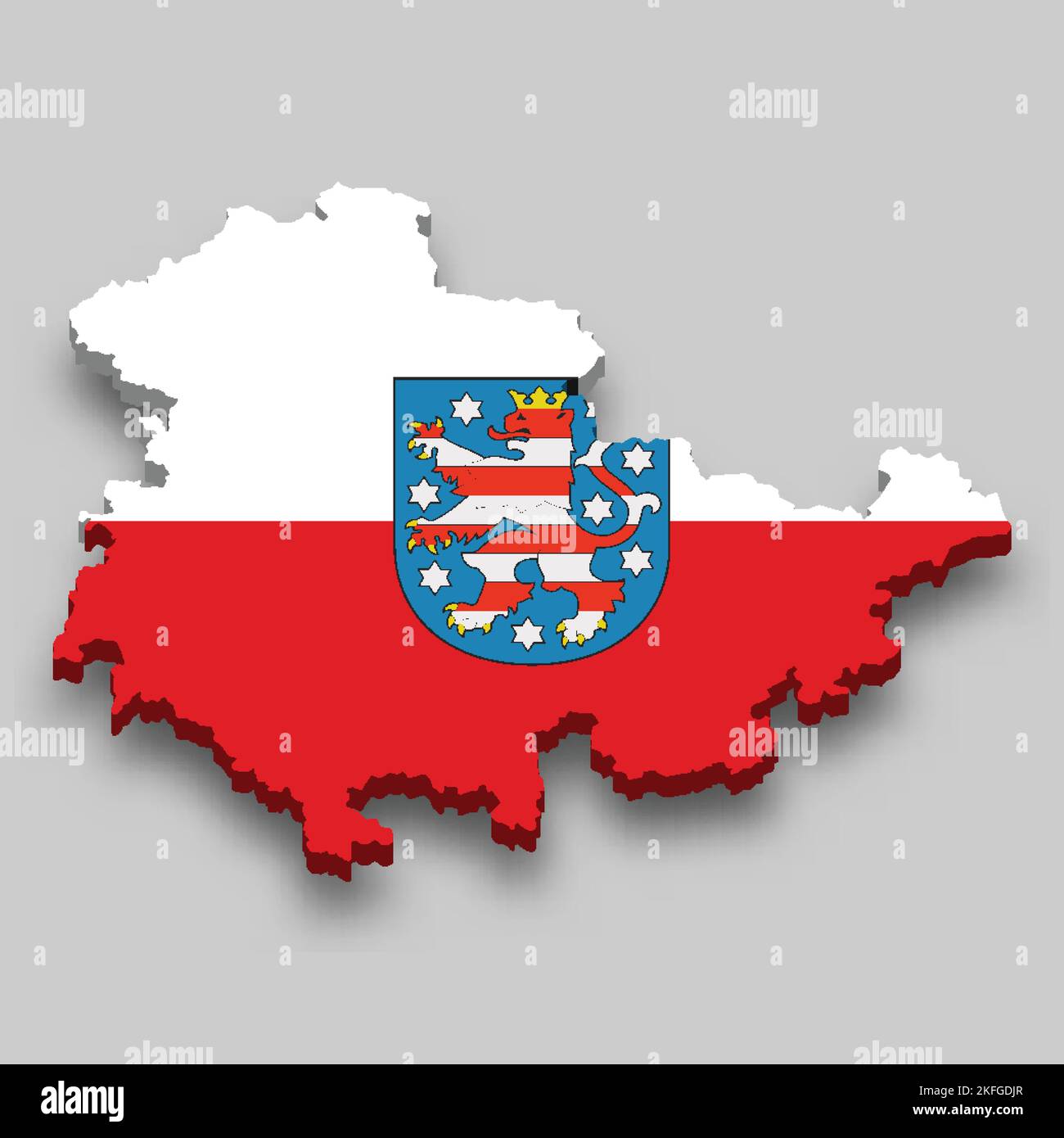 3d isometric Map of Thuringia is a state of Germany with national flag ...