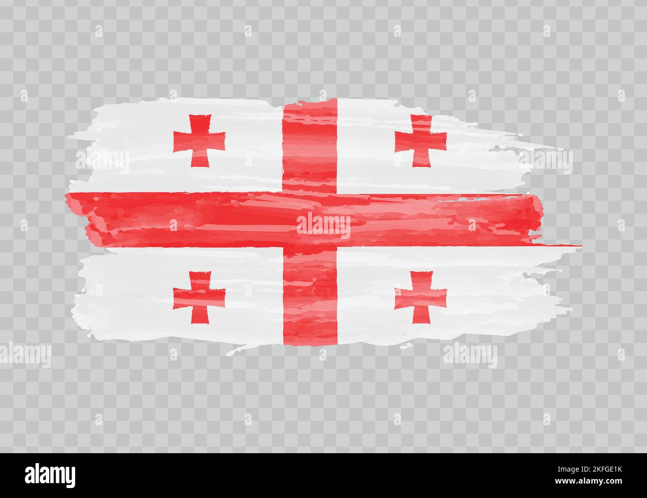 Watercolor painting flag of Georgia. Hand drawing brush stroke Stock ...