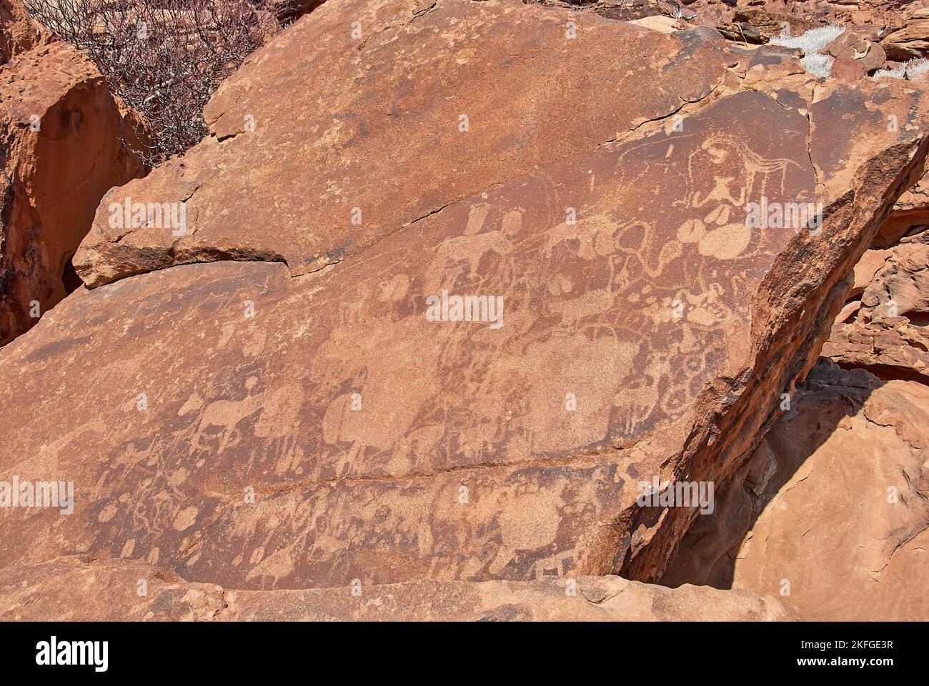Twyfelfontein, Namibia - 07 16 2013: rock engravings are a Unesco World ...