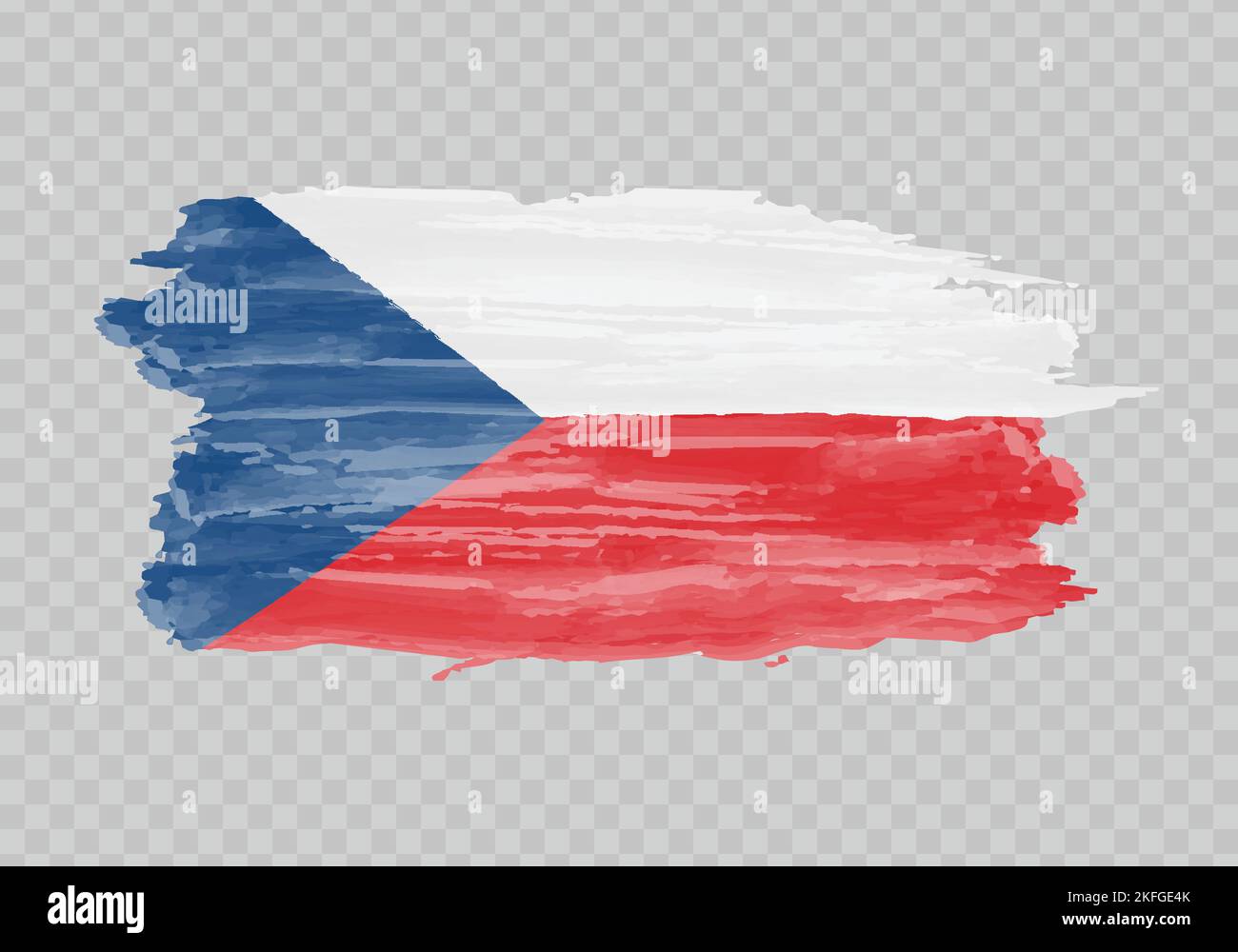 Watercolor painting flag of Czech Republic. Hand drawing brush stroke ...