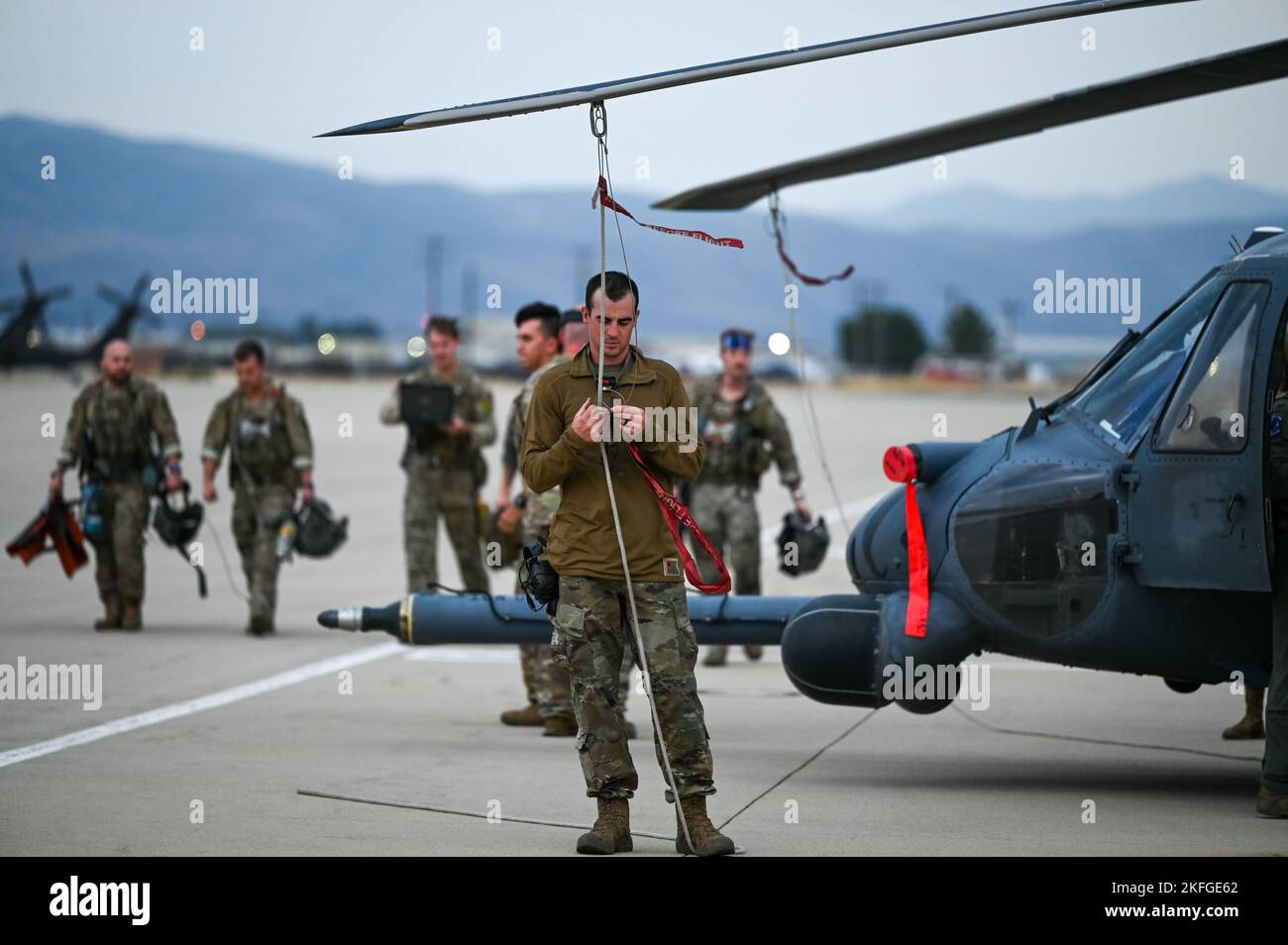 A U.S. Air Force Airman from the 55th Rescue Generation Squadron ...