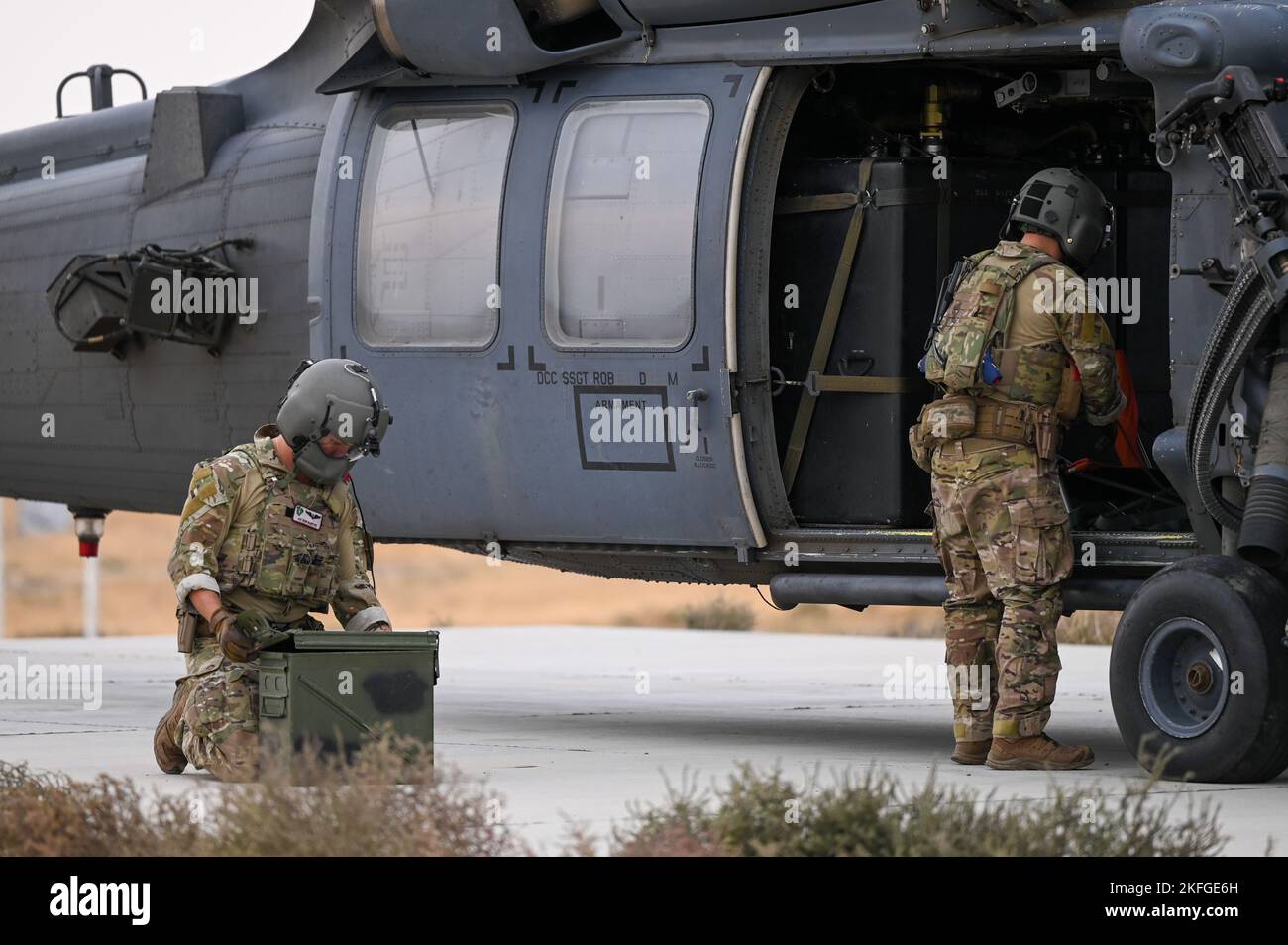 U.S. Air Force Aircrew members from the 55th Rescue Squadron, assigned ...