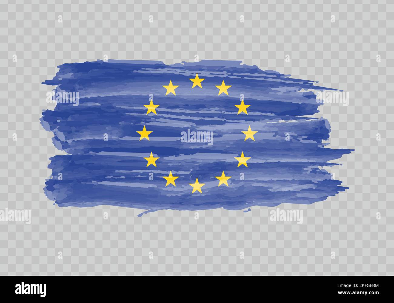 Watercolor painting flag of European Union. Hand drawing brush stroke ...
