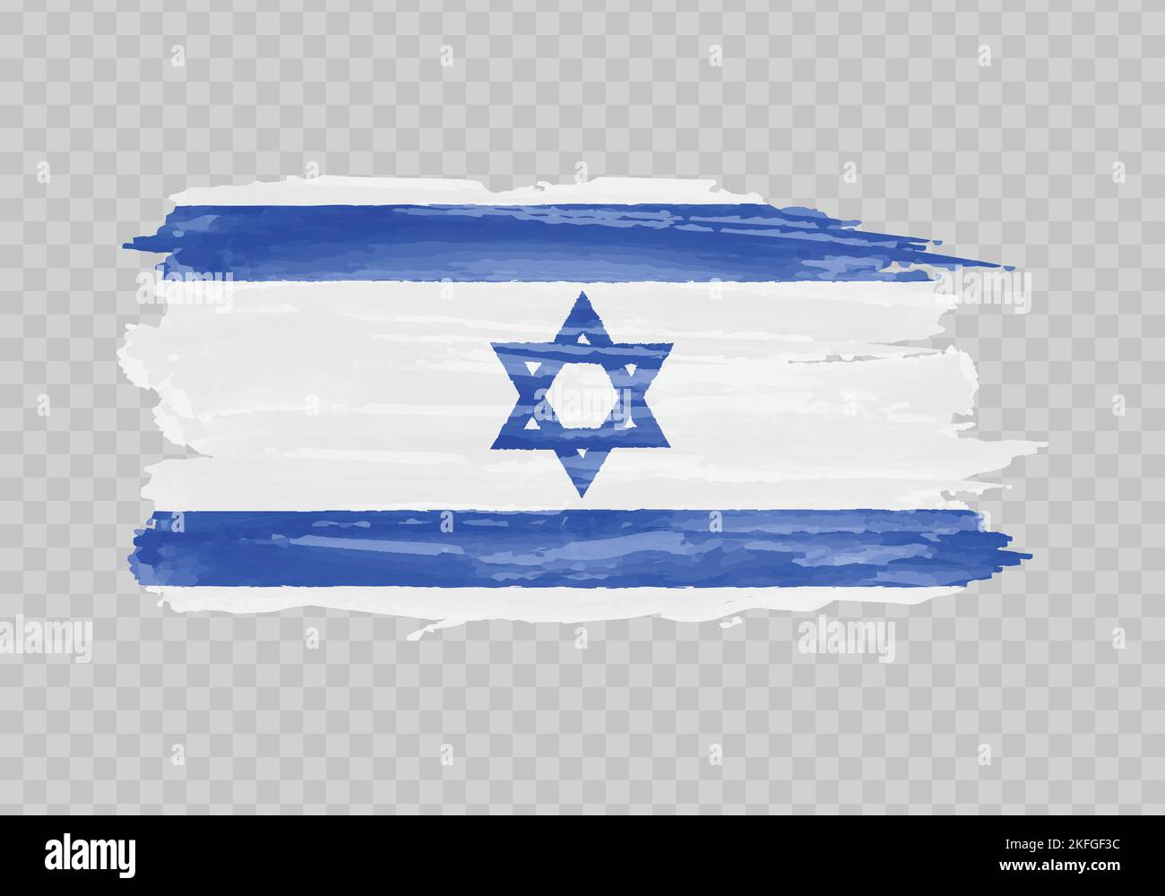 Watercolor painting flag of Israel. Hand drawing brush stroke Stock ...