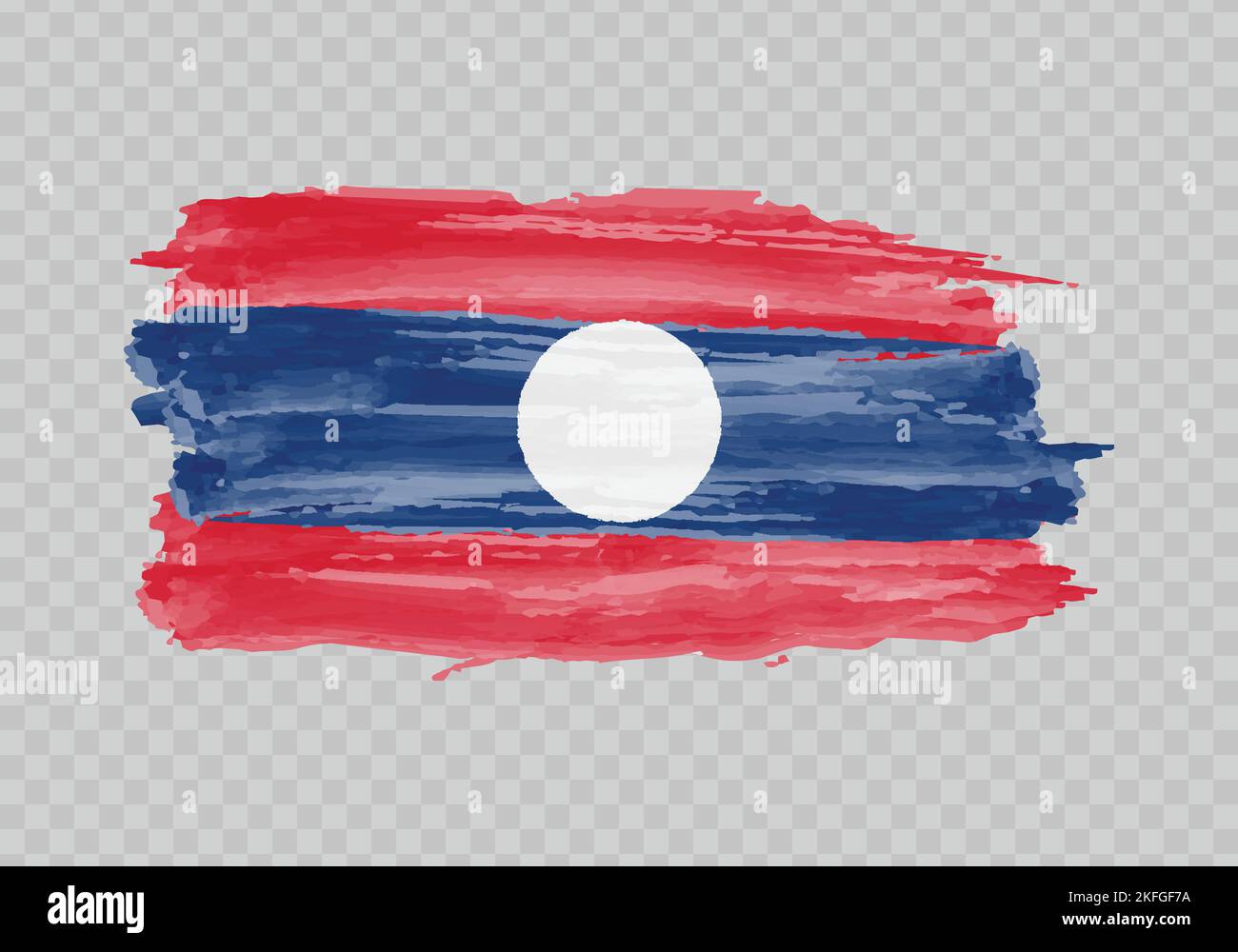Watercolor painting flag of Laos. Hand drawing brush stroke Stock ...